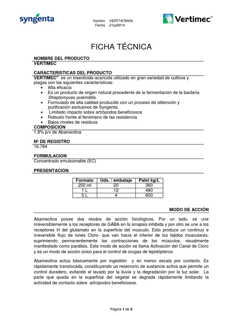 VERTIMEC: Insecticida Natural Eficaz | PDF | Agua