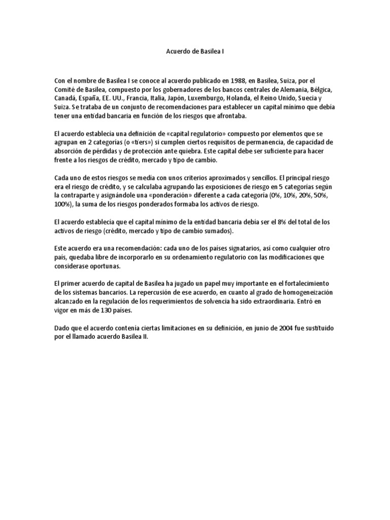 Acuerdos de Basilea I, II, III | PDF | Basilea Iii | Basilea Ii