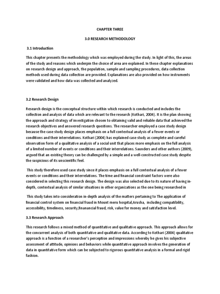 Chapter Three 3.0 Research Methodology | PDF | Case Study | Data Analysis