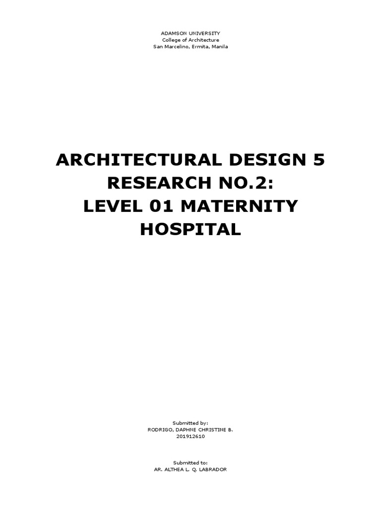 Architectural Design 5 Research No.2: Level 01 Maternity Hospital | PDF ...
