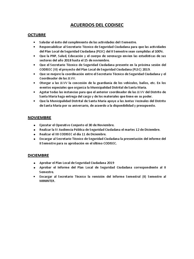 ACUERDOS DEL CODisec | PDF