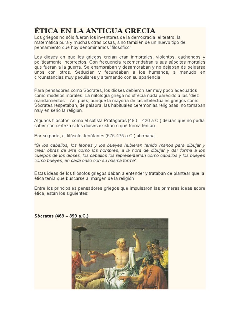 Ética en La Antigua Grecia | PDF | Platón | Sócrates