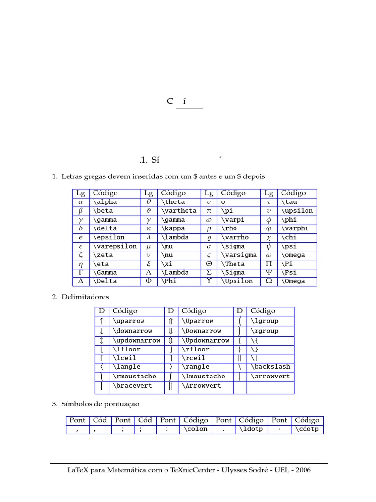 Símbolos Matemáticos-Latex - Overleaf | PDF | Ortografia | Caligrafia ...