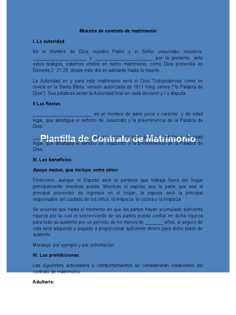 Contrato de Matrimonio | PDF | Divorcio | Matrimonio