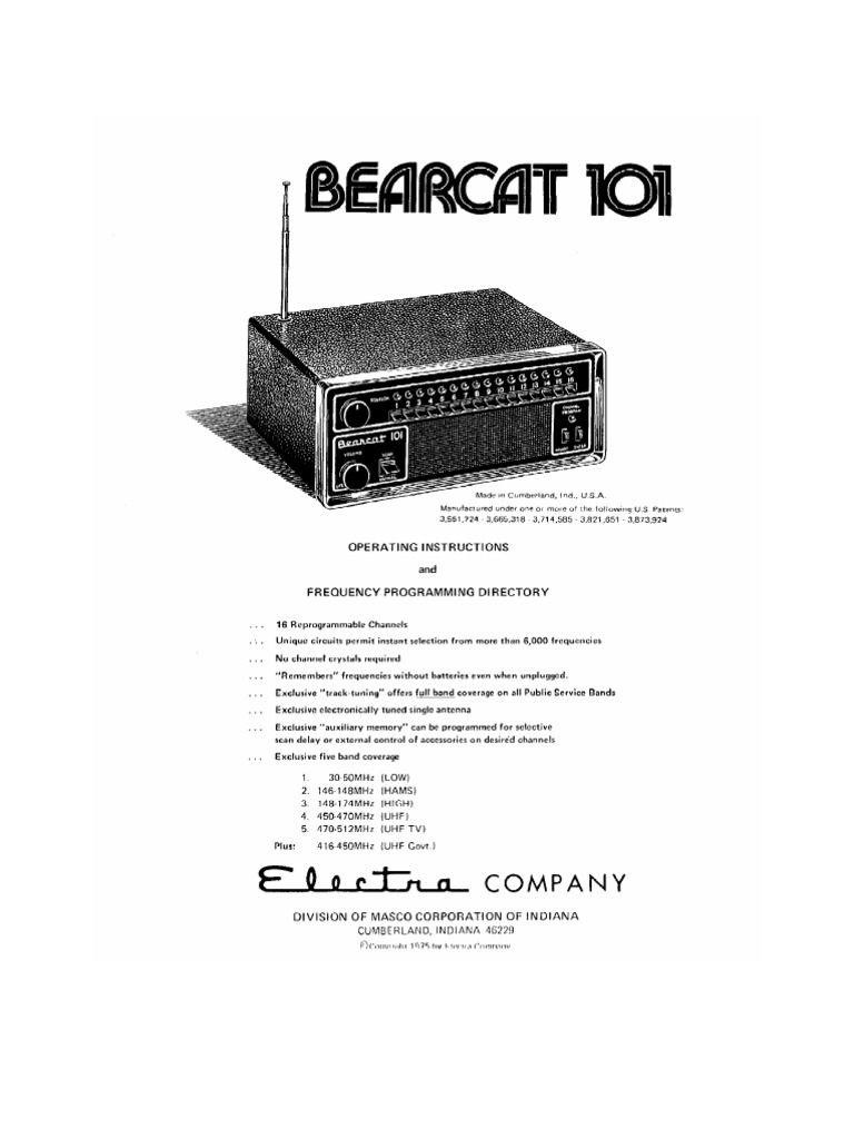 Bearcat 101 (Manual) | PDF | Radio | Antenna (Radio)