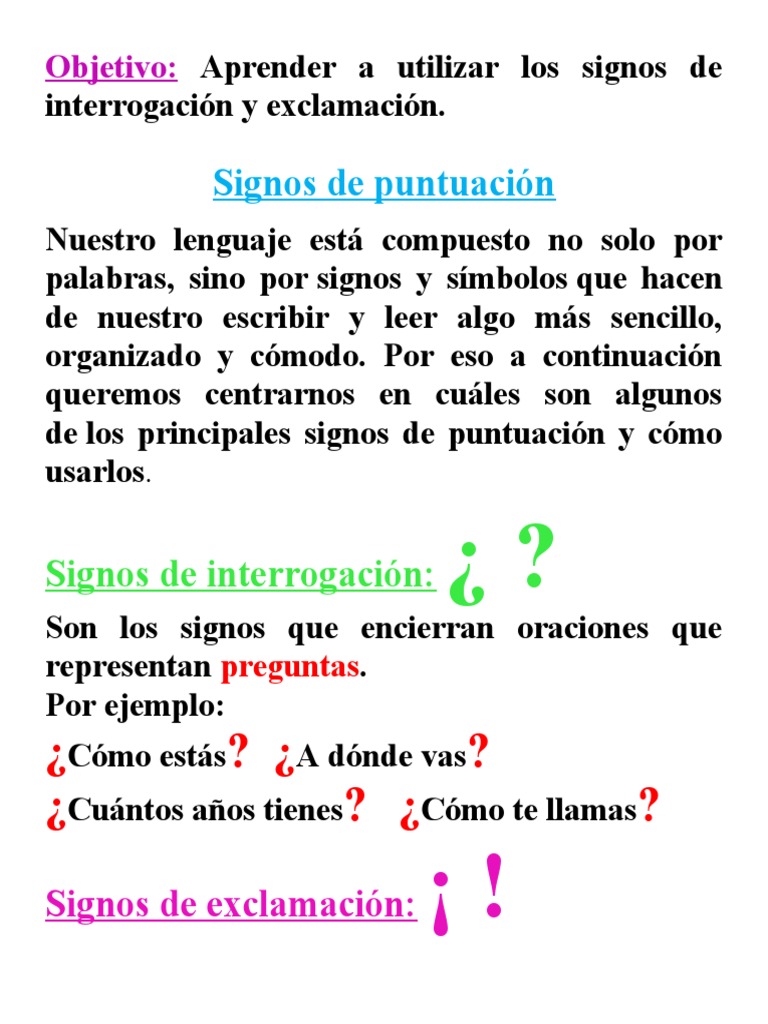 Uso de signos de interrogación y exclamación | PDF | Artes del Lenguaje ...
