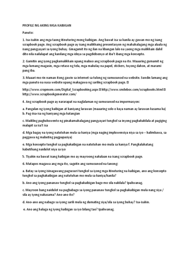 Profile NG Aking Mga Kaibigan | PDF