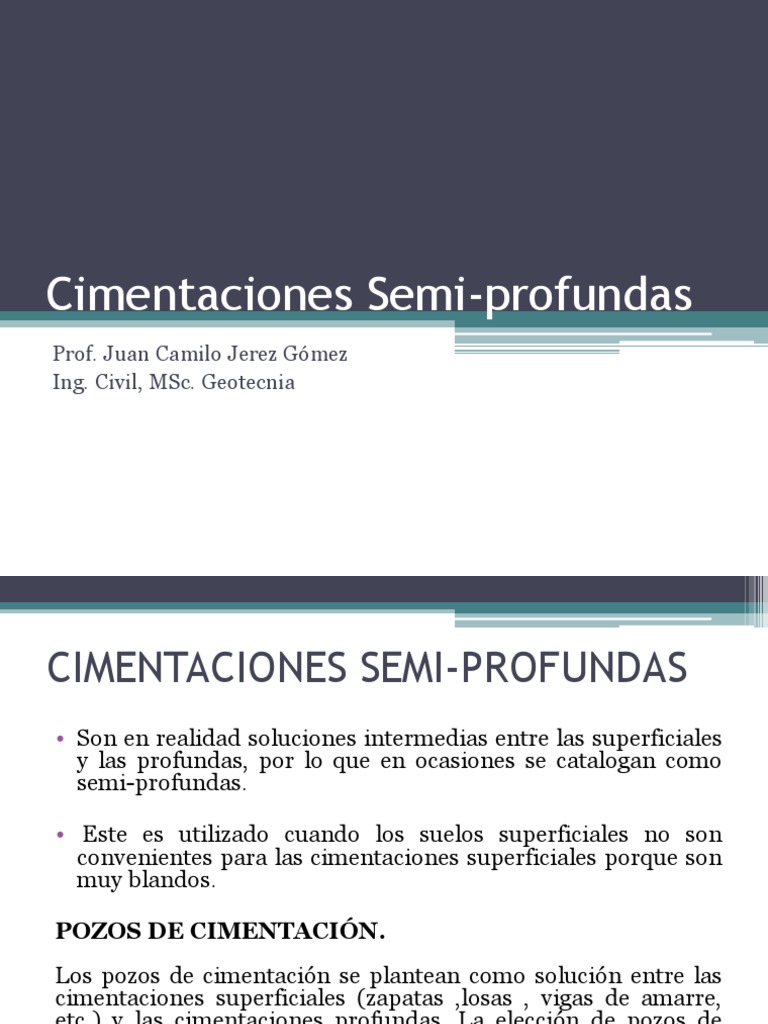 Cimentaciones semi-profundas: pozos de cimentación | PDF | Fundación ...