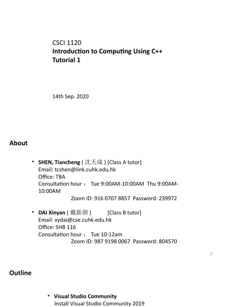 CSCI 1120: Introduction To Computing Using C++ Tutorial 1 | PDF | Microsoft Visual Studio ...