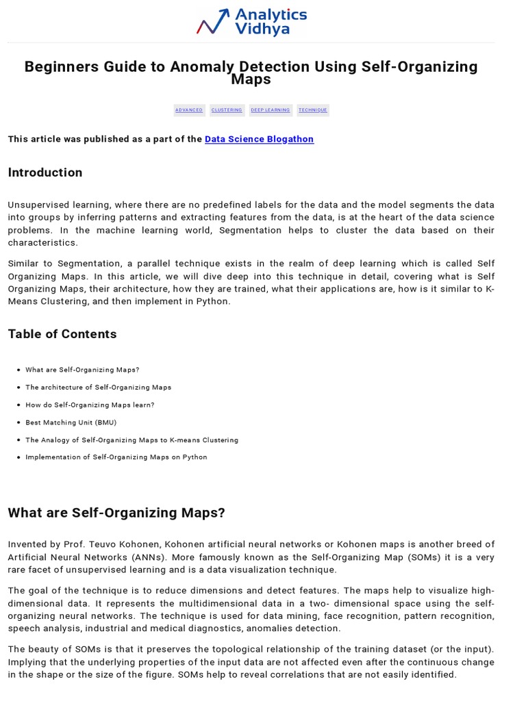Beginners Guide To Anomaly Detection Using Self Organizing Maps | PDF | Machine Learning ...