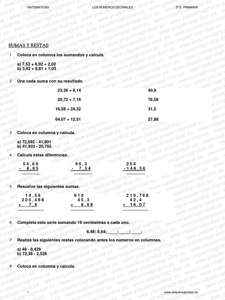 Sumas Y Restas Sumas Y Restas Sumas Y Restas Sumas Y Restas ...