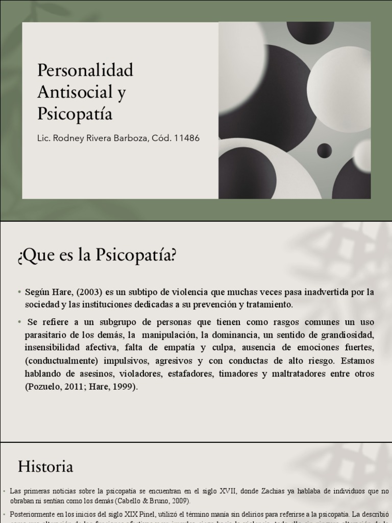 Personalidad Antisocial y PsicopatÃ­a | PDF | Psicopatía | Sicología