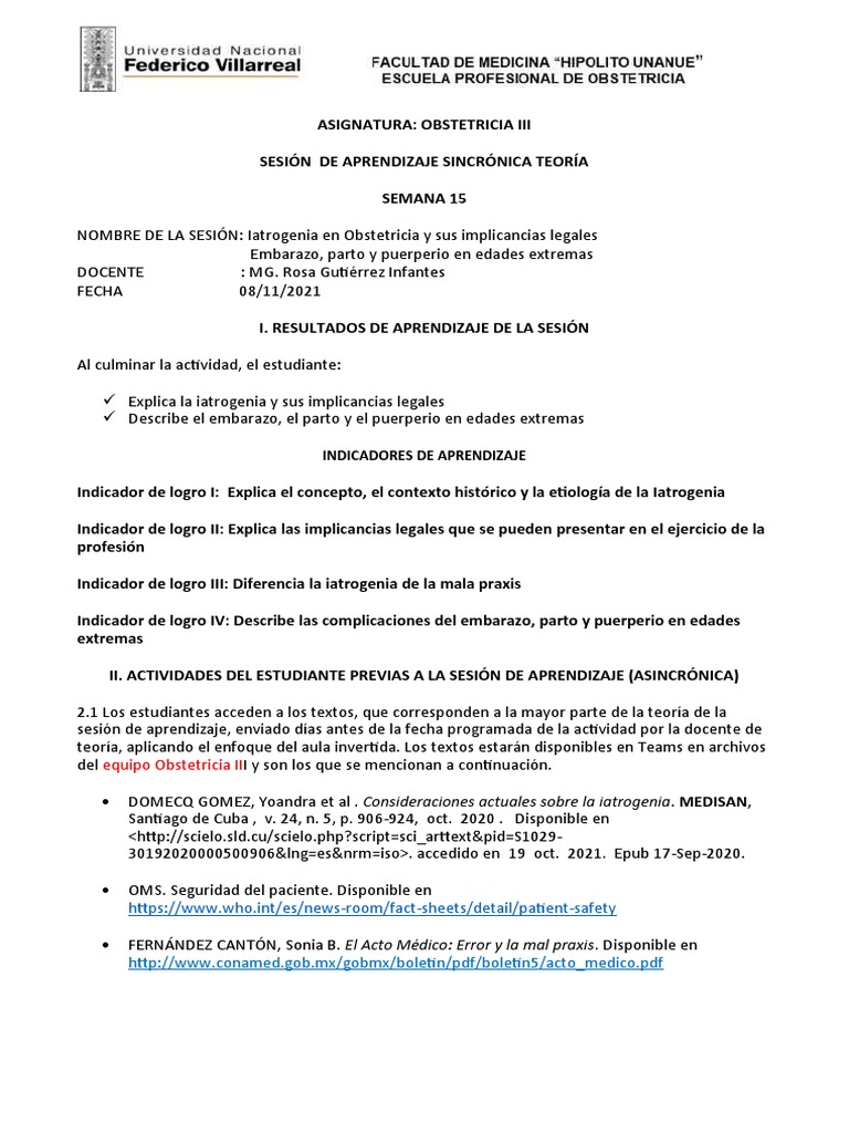 GUIA N°15 Teoria Iatrogenia | PDF | Tipografía | Parto