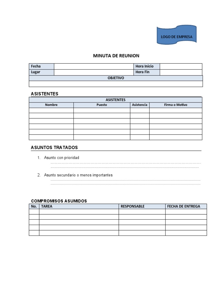 Formato De Minuta En Blanco Fresh Formato De Minuta Ufreeonline ...