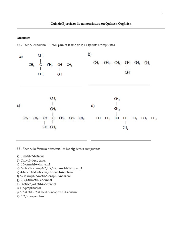 Ejercicios Funciones Oxigenadas Alcoholes Aldehidos Cetonas | PDF