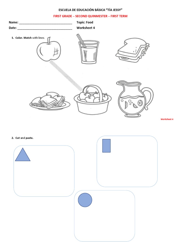 1st Food Worksheet 4 | PDF