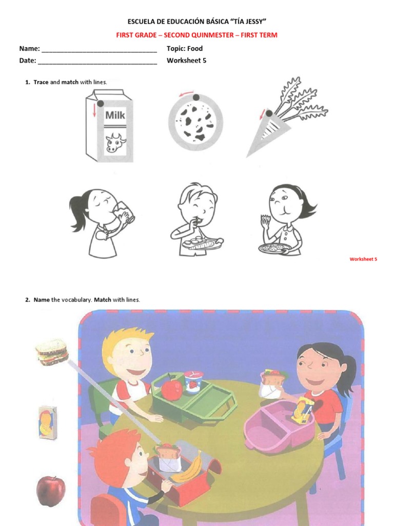 Food Vocabulary Worksheet for Kids | PDF