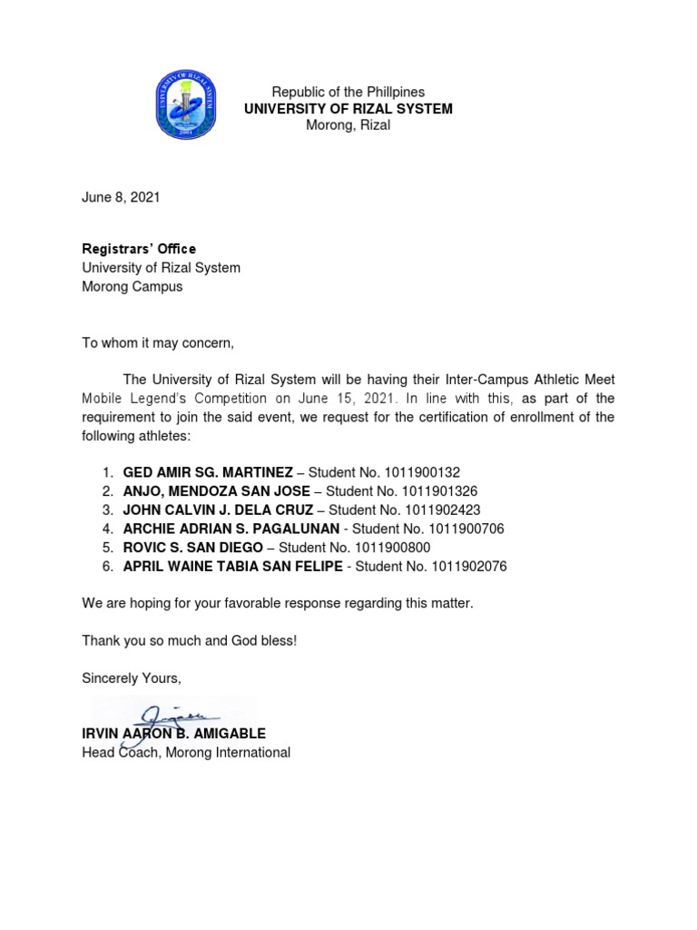 Request Letter For Certification | PDF