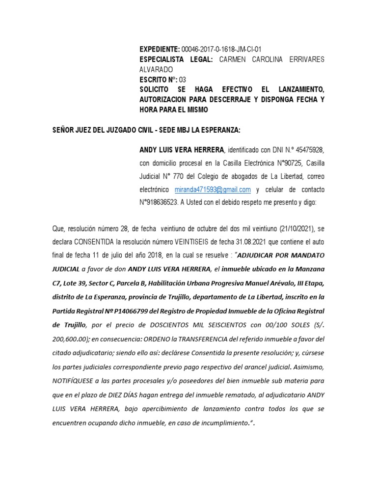 Solicita Lanzamiento | PDF | Justicia | Crimen y violencia