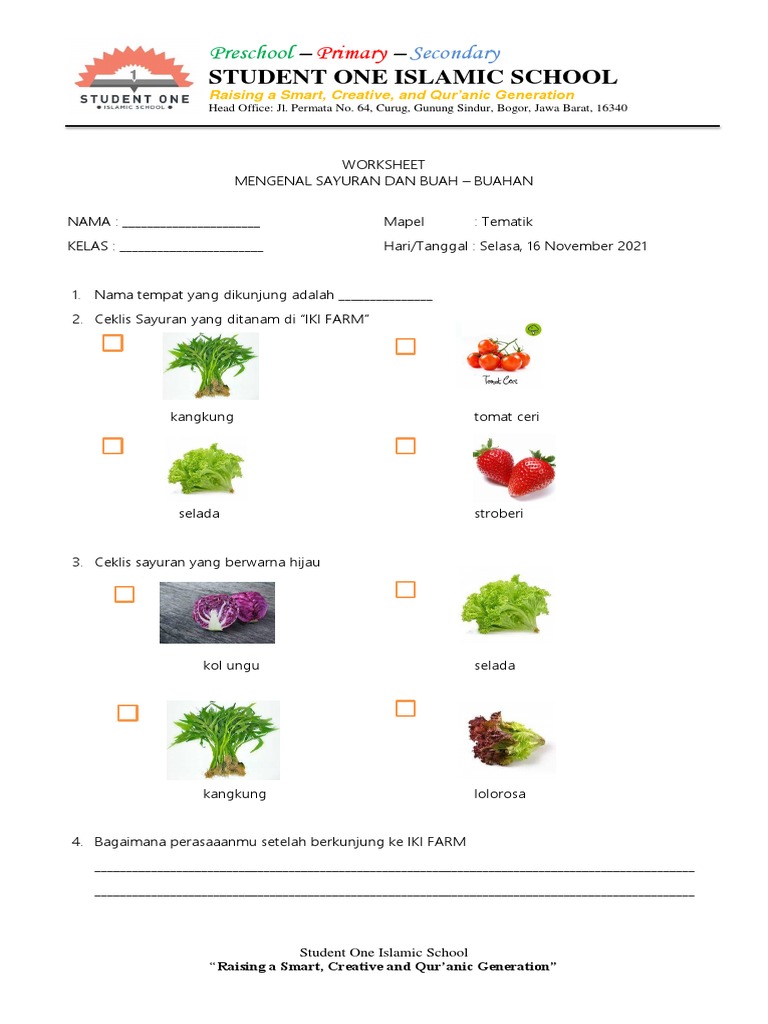 Worksheet Outing Class | PDF | Karier & Perkembangan