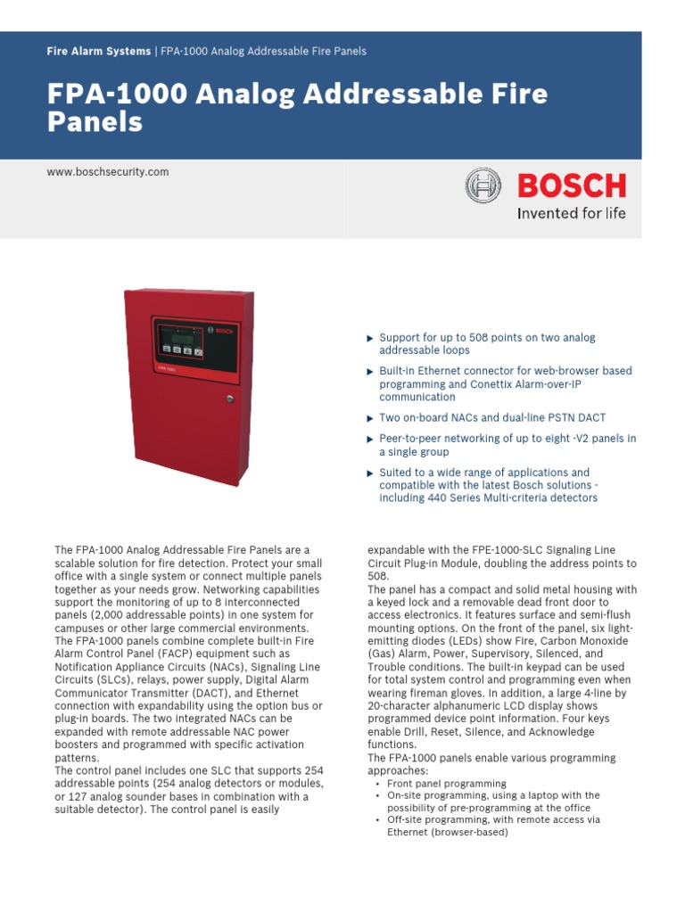 Fire Alarm Systems - FPA 1000 Analog Addressable Fire Panels | PDF ...