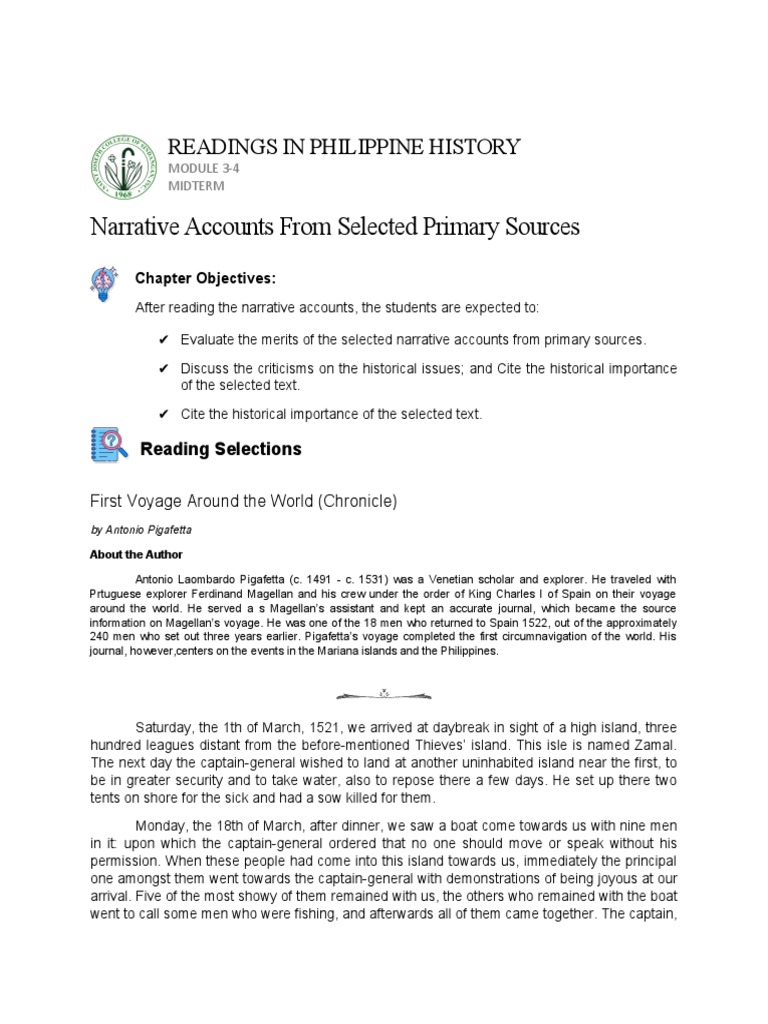 Narrative Accounts From Selected Primary Sources: Readings in ...