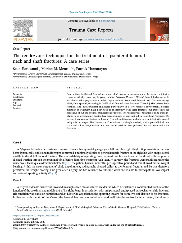 The Rendezvous Technique For The Treatment of Ipsilateral Femoralneck ...