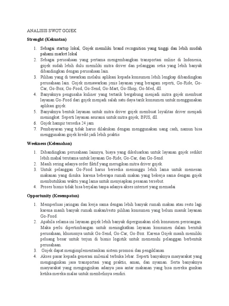 Analisis Swot Gojek | PDF