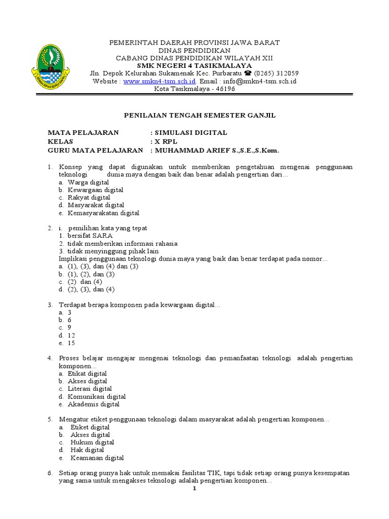 Simdig Kelas 10 RPL | PDF