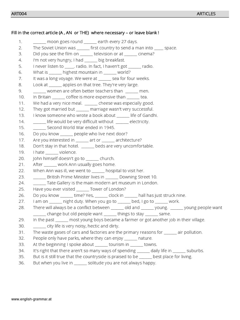 Art004 Definite Indefinite Articles | PDF | London