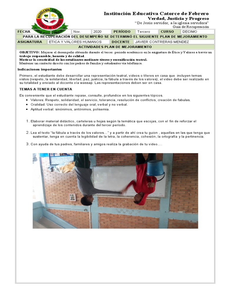 GUÍA DE RECUPERACIÓN ETICA DECIMO GRADO. 3PERIODO | PDF | Aprendizaje | Cognición