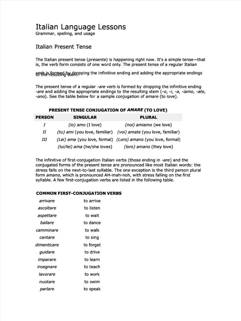 An Overview of Italian Verb Conjugations: Explaining the Formation and ...