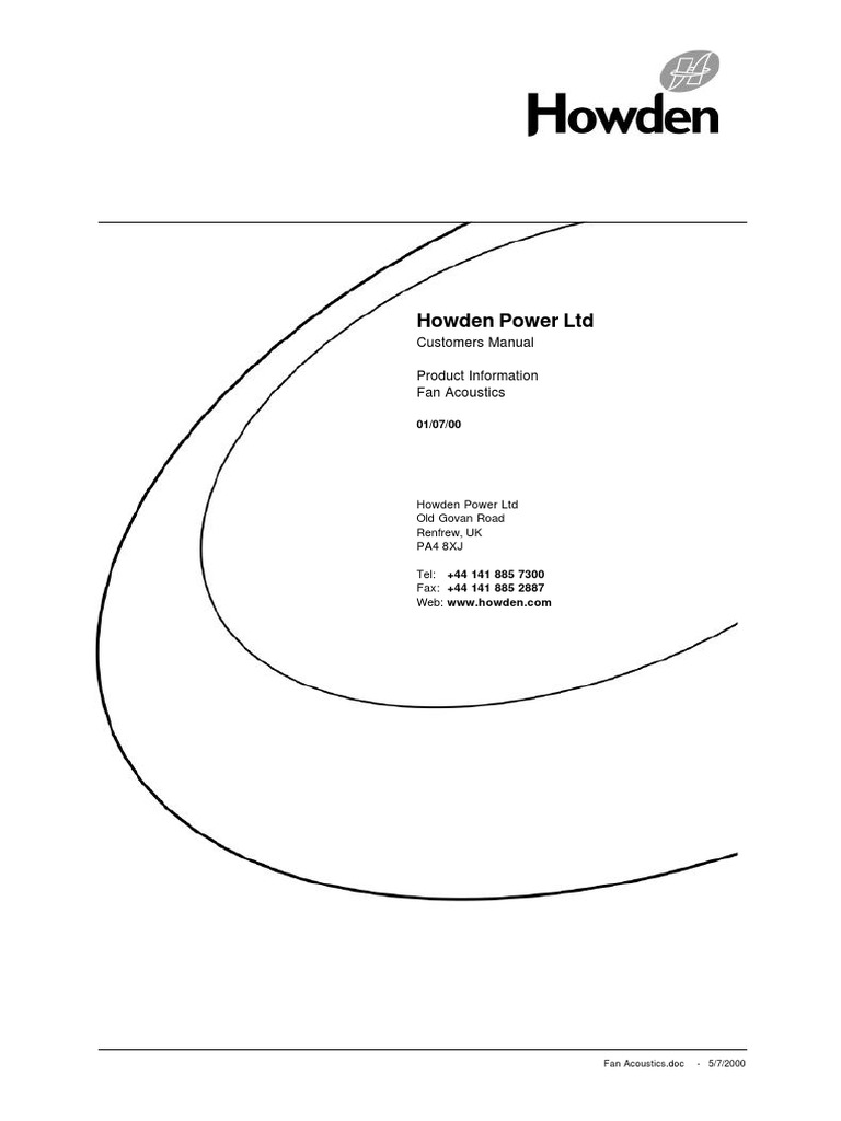 Howden Power LTD: Customers Manual Product Information Fan Acoustics ...