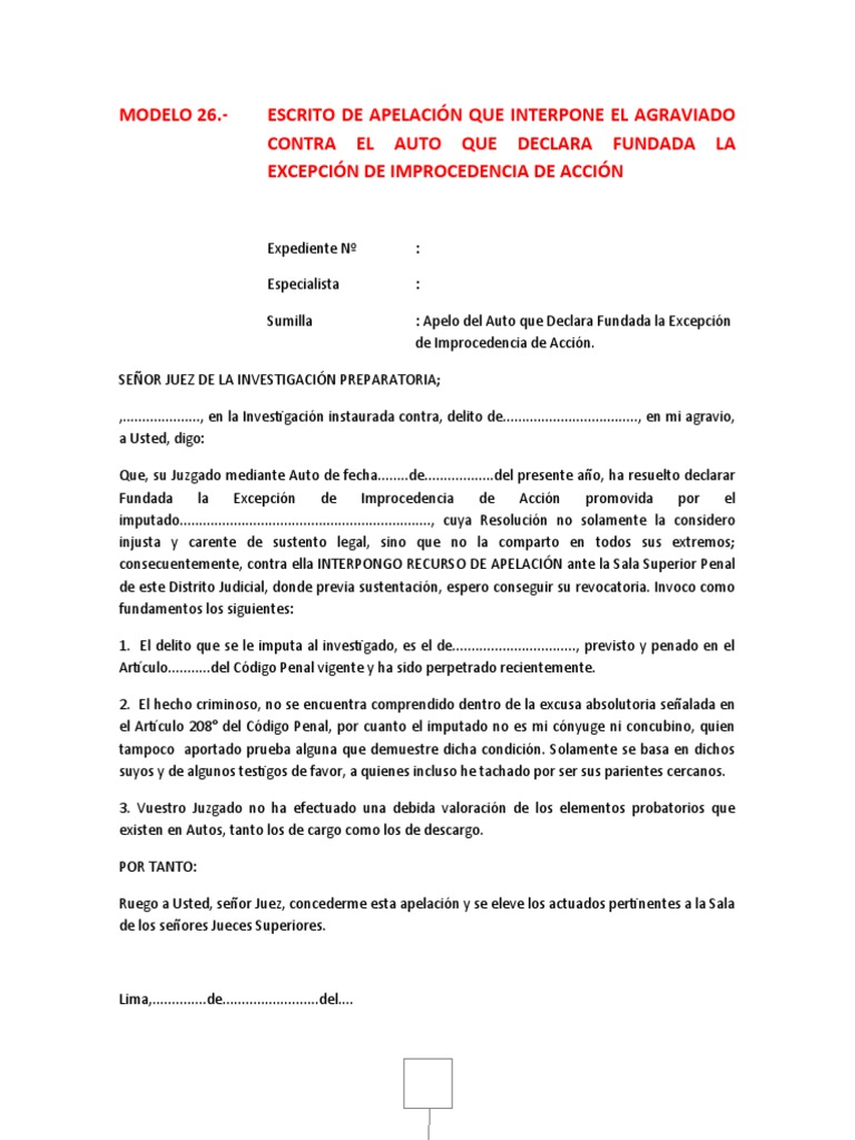 Apelación contra Excepción de Improcedencia | PDF | Derecho penal | Juez