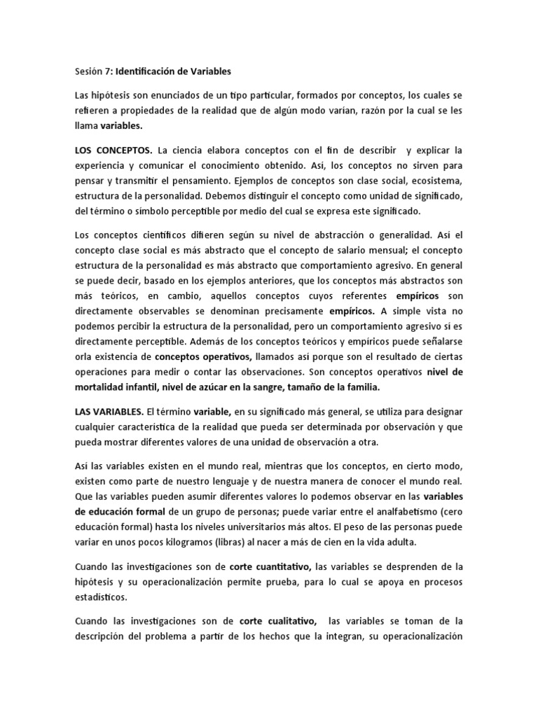 Identificación De Variables Descargar Gratis Pdf Concepto Empirismo