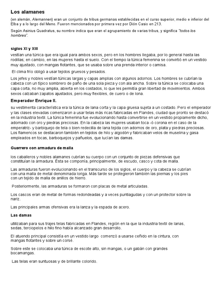 Vestimenta y Cultura de los Alamanes | PDF | Ropa | Anglosajones
