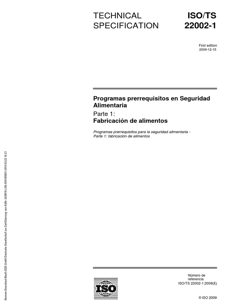 Iso - TS22002-1 - 2009 | PDF | Organización internacional para la ...