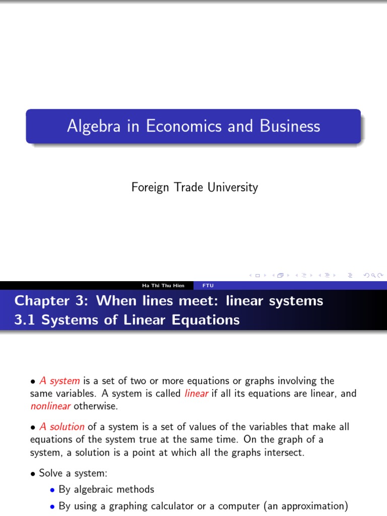 Linear Algebra Applications in Economics | PDF | Matrix (Mathematics ...
