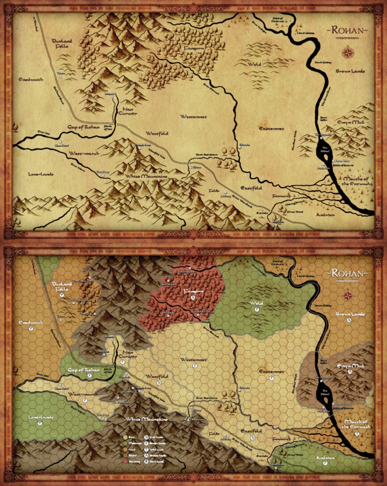 Rohan and Surrounding Lands Map | PDF | Mythopoeia | Fictional Universes