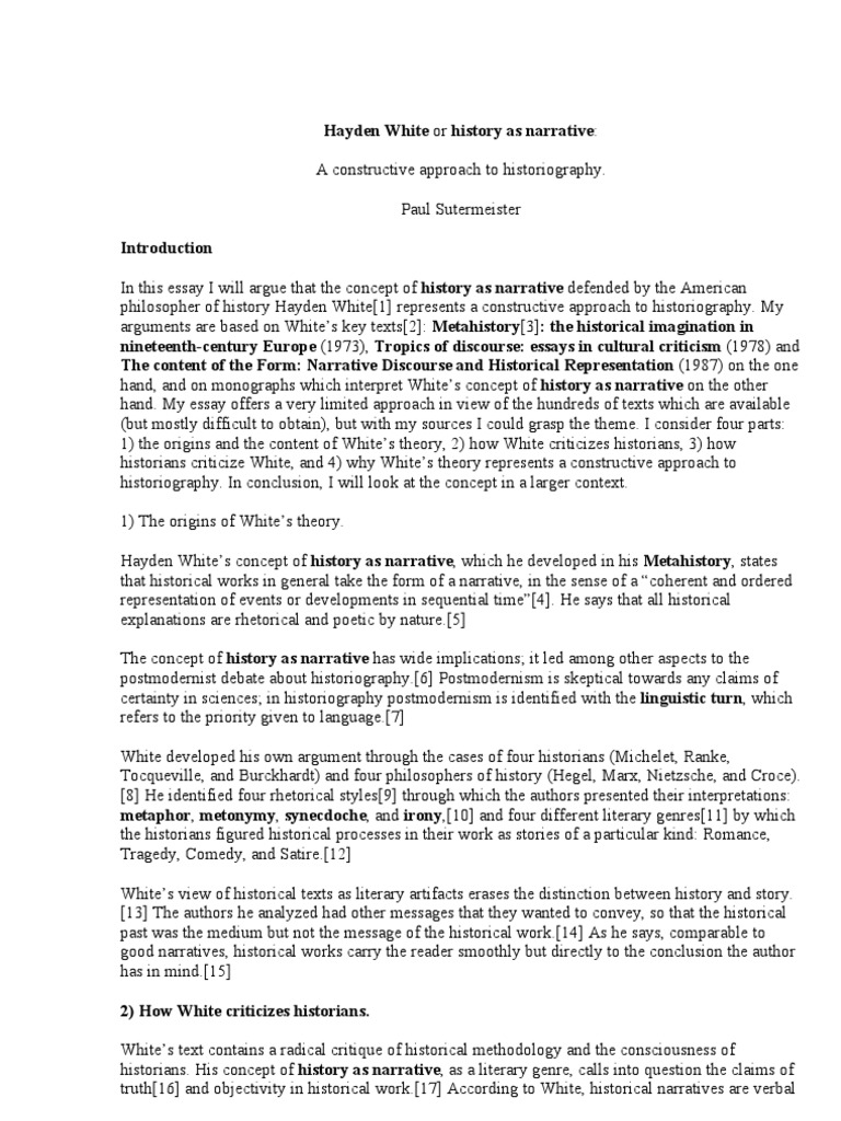 Hayden White's Narrative Historiography | PDF | Narrative | Metaphysics