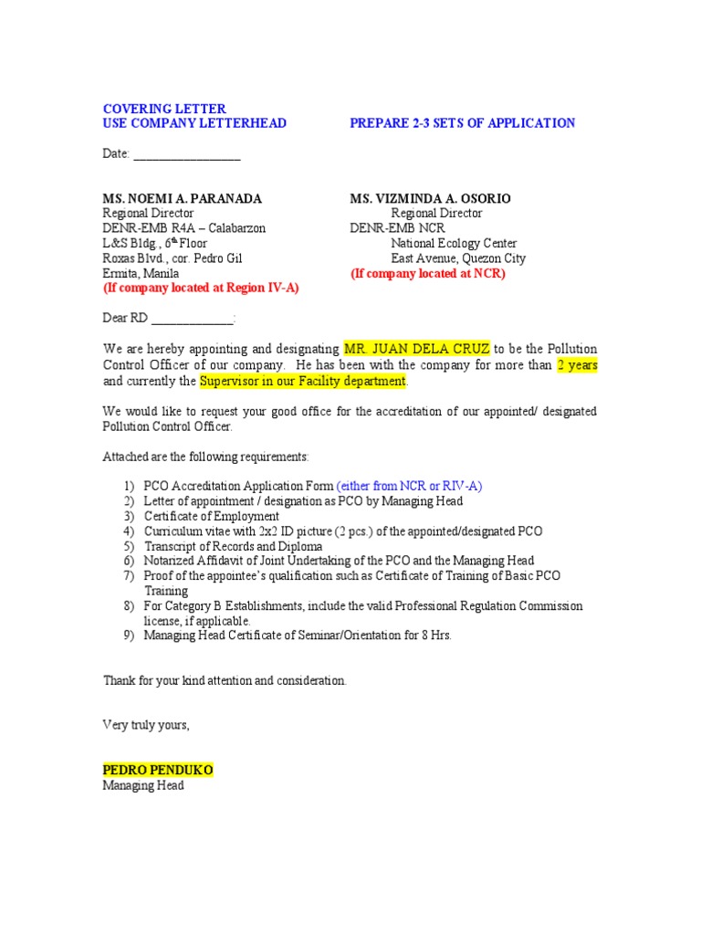 PCO Appointment and Letter of Request | PDF | Business