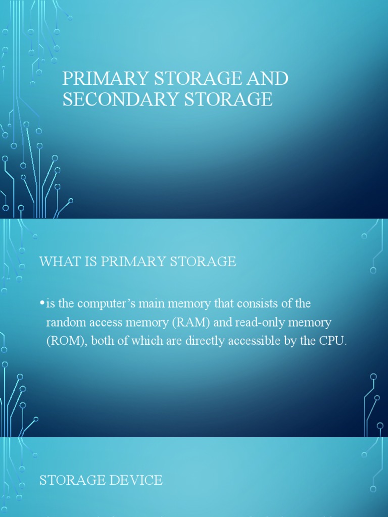 Primary vs Secondary Storage Explained | PDF