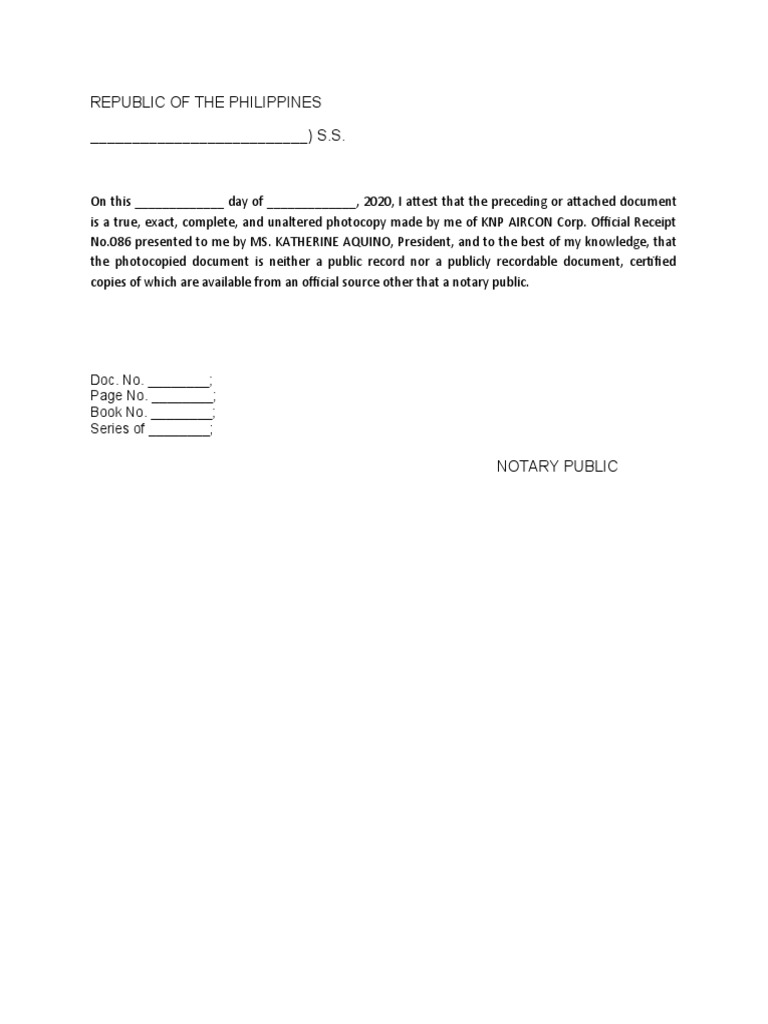 Notarial Certificate For Copy Attestation | PDF | Politics | Social Science