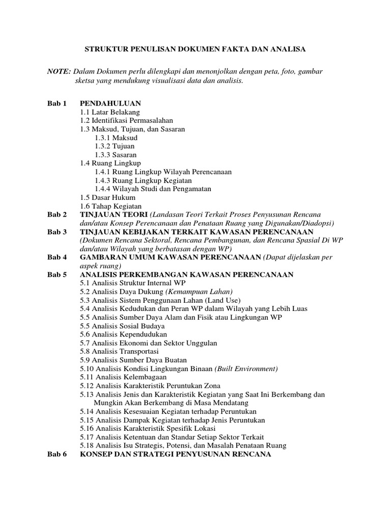Struktur Penulisan Laporan Fakta, Analisis, Dan Rencana | PDF