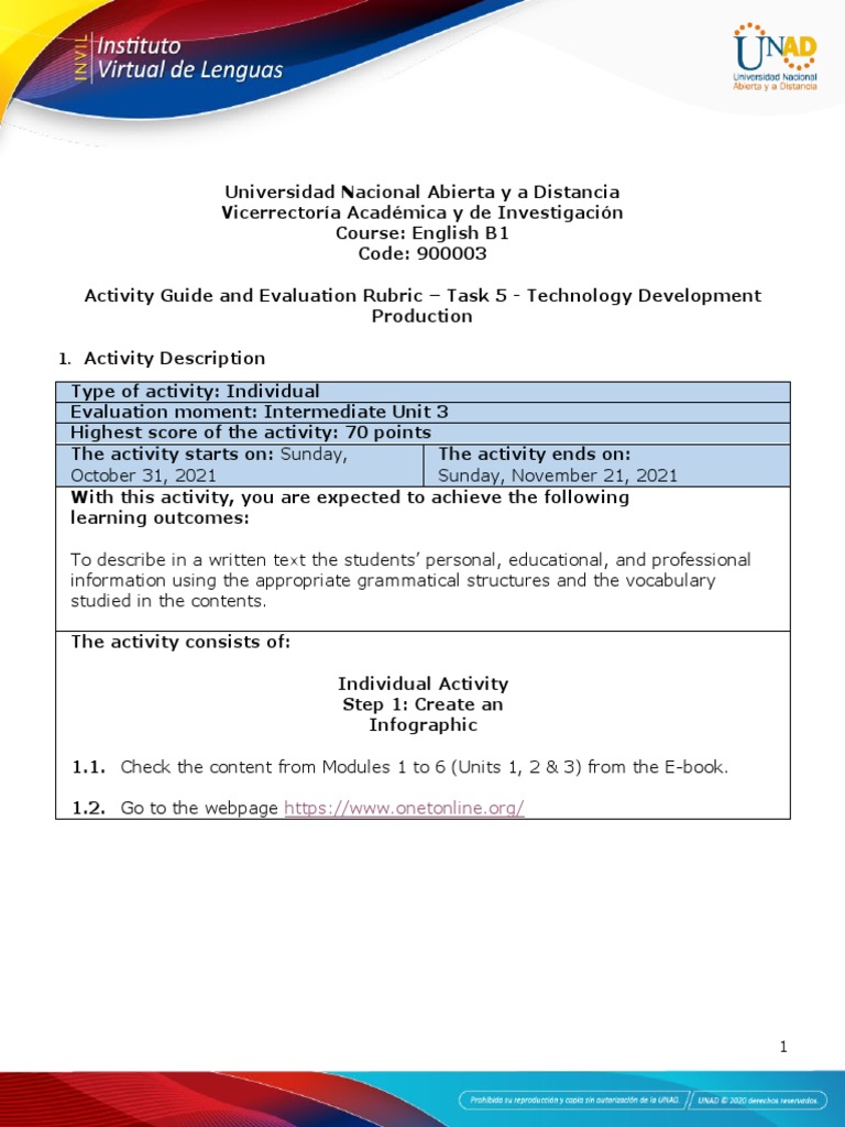 Activities Guide and Evaluation Rubric - Unit 3 - Task 5 - Technology Development Production ...