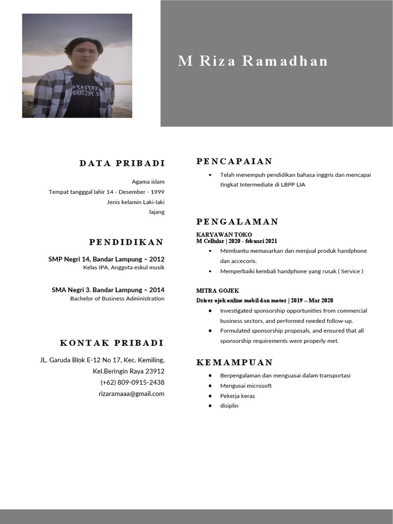 CV Riza | PDF