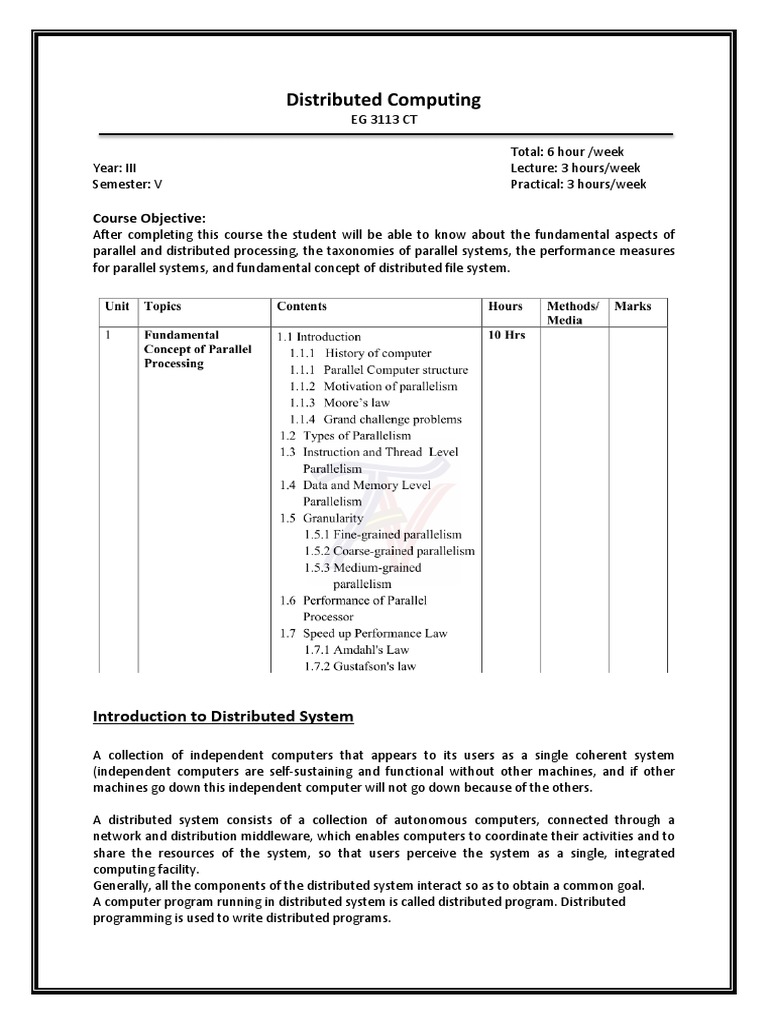Distributed Computing Note | PDF | Parallel Computing | Central ...
