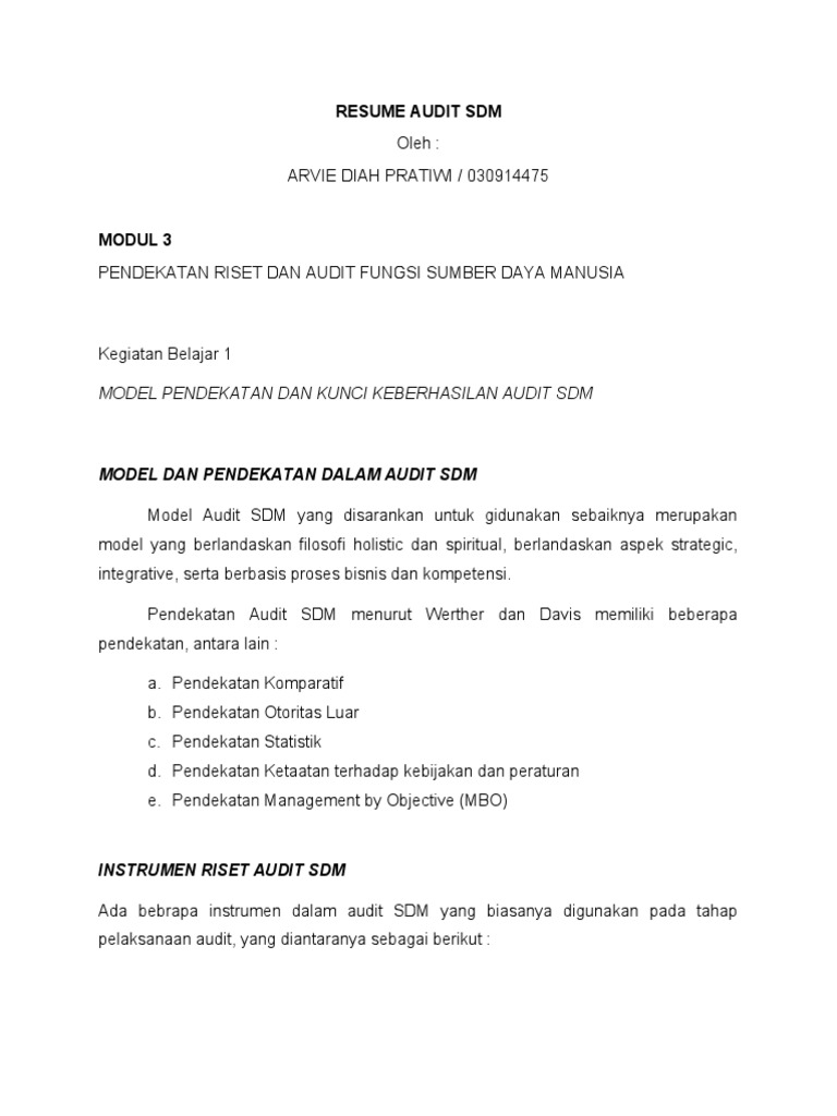 Pendekatan Audit SDM Berbasis Kompetensi | PDF | Bisnis | Komputer