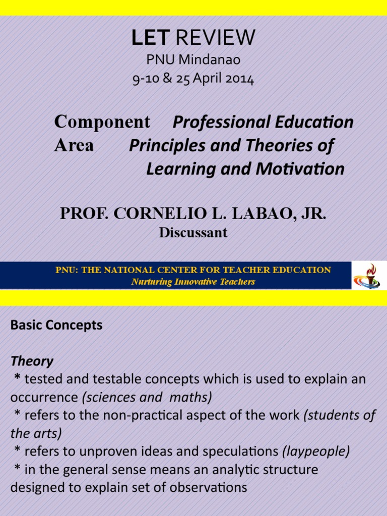 Let Review: Component Professional Education Area Principles and Theories of | PDF ...