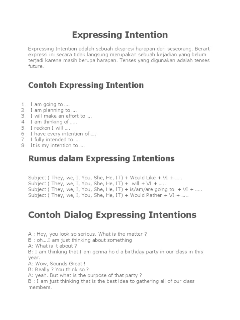 Contoh Expressing Intention | PDF